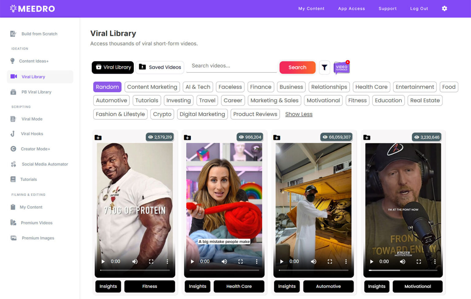 Viral Library with 100,000 Viral Videos | Analyze & Replicate Top Content
